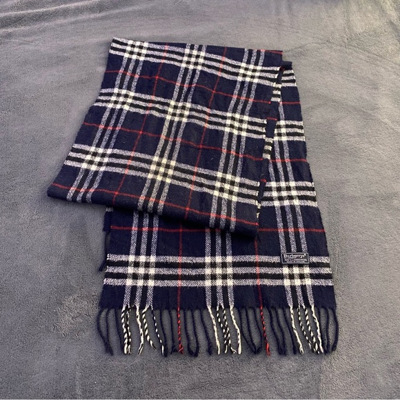 Burberry | Accessories | Burberry Navy And Red Checkered Scarf | Poshmark
